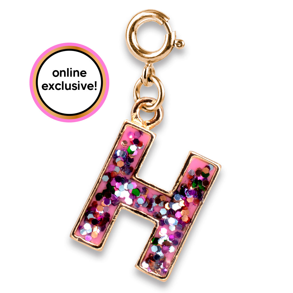 CHARM IT! Gold Pink Glitter Letter H Charm - charmit.com