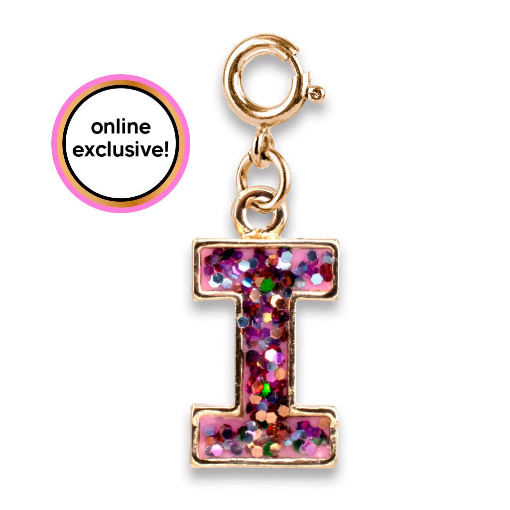 CHARM IT! Gold Pink Glitter Letter I Charm - charmit.com