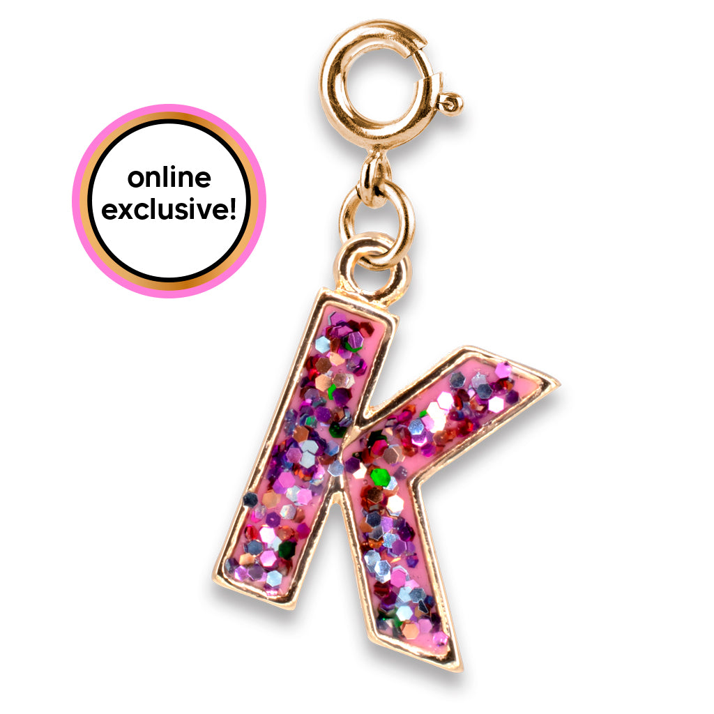 CHARM IT! Gold Pink Glitter Letter K Charm - charmit.com